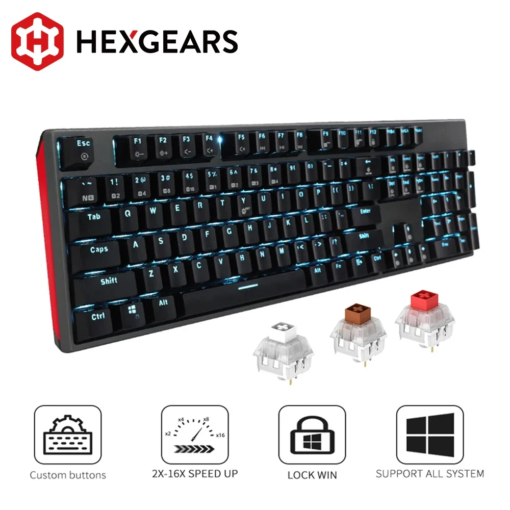 HEXGEARS-GK705-104-Keys-Waterproof-Kailh-BOX-Switch-Mechanical-Keyboard ...