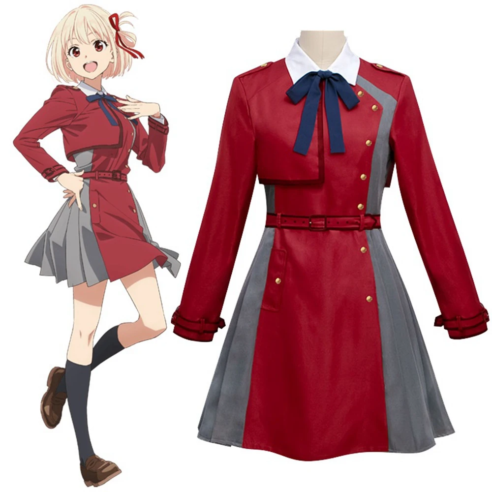 유니섹스 애니메이션 코스프레 의상, 리코리스 리코일, 니시카기 치사토, 할로윈 크리스마스 파티 세트, 유니폼 정장 ...