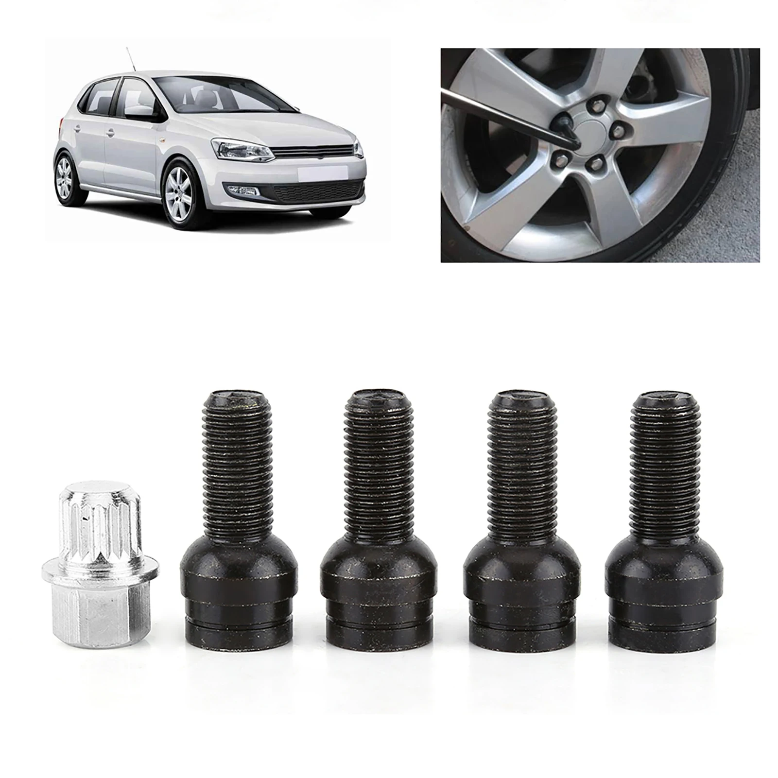 5pcs-Locking-Wheel-Nuts-Bolts-Sets-4-1-Security-Key-For-VW-AUDI-A3-A4 ...