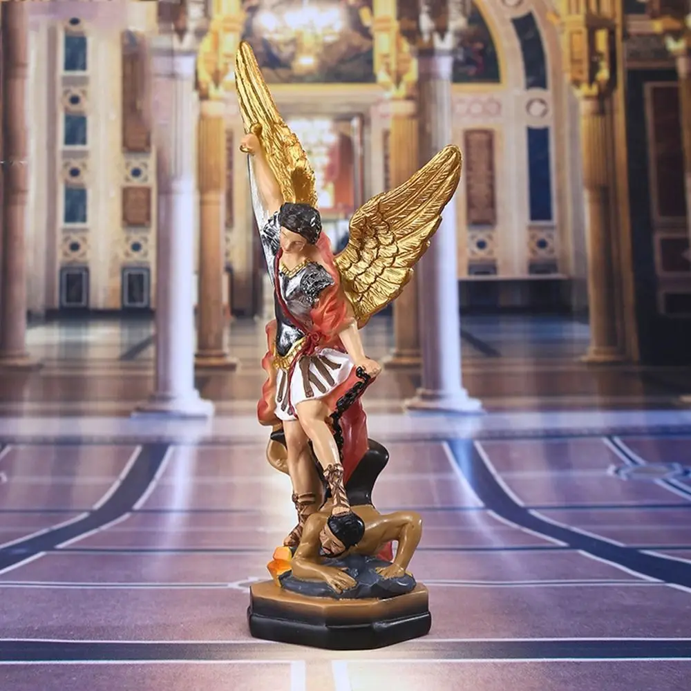 Statue-Sculpture-St-Michael-Archangel-Slaying-Demon-Figurine-Resin ...
