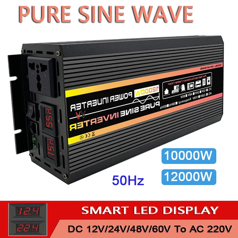Senoidal pura Inversor de Onda DC 12V/24V/48V/60V A 220V AC 10000W/12000W Tensão Do ...