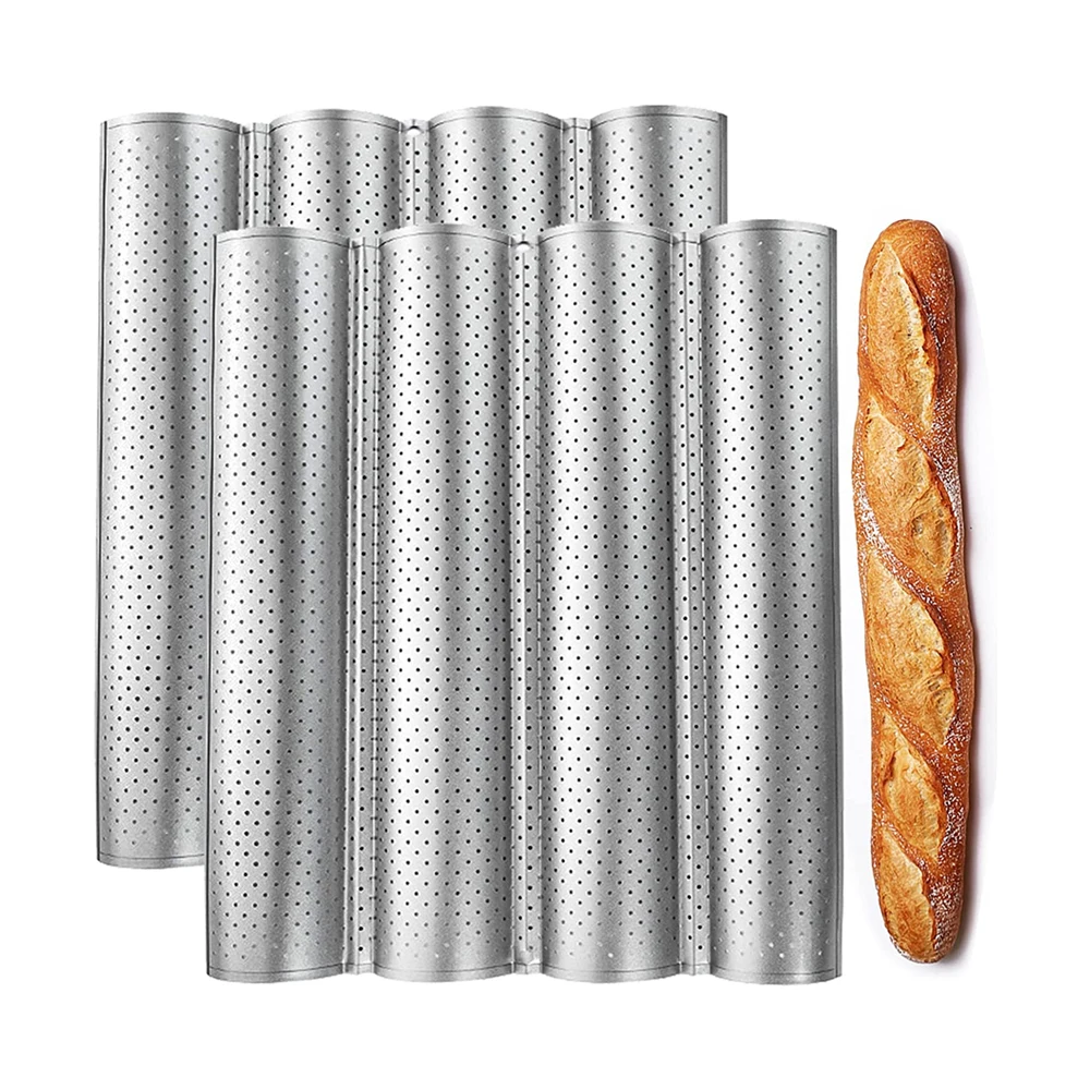 French-Bread-Baking-Pan-Nonstick-Perforated-Baguette-Loaves-Loaf-Bake ...