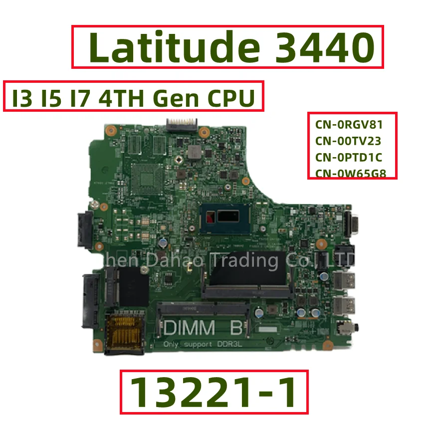For Dell Latitude 3440 Laptop Motherboard 13221-1 With Core I3 I5 I7 ...