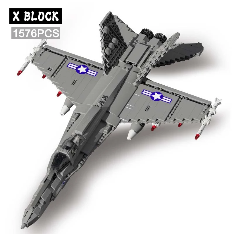 Aircraft Series F18 Fighter Building Blocks Model Famous WWII Military Airplanes MOC Bricks Sets ...