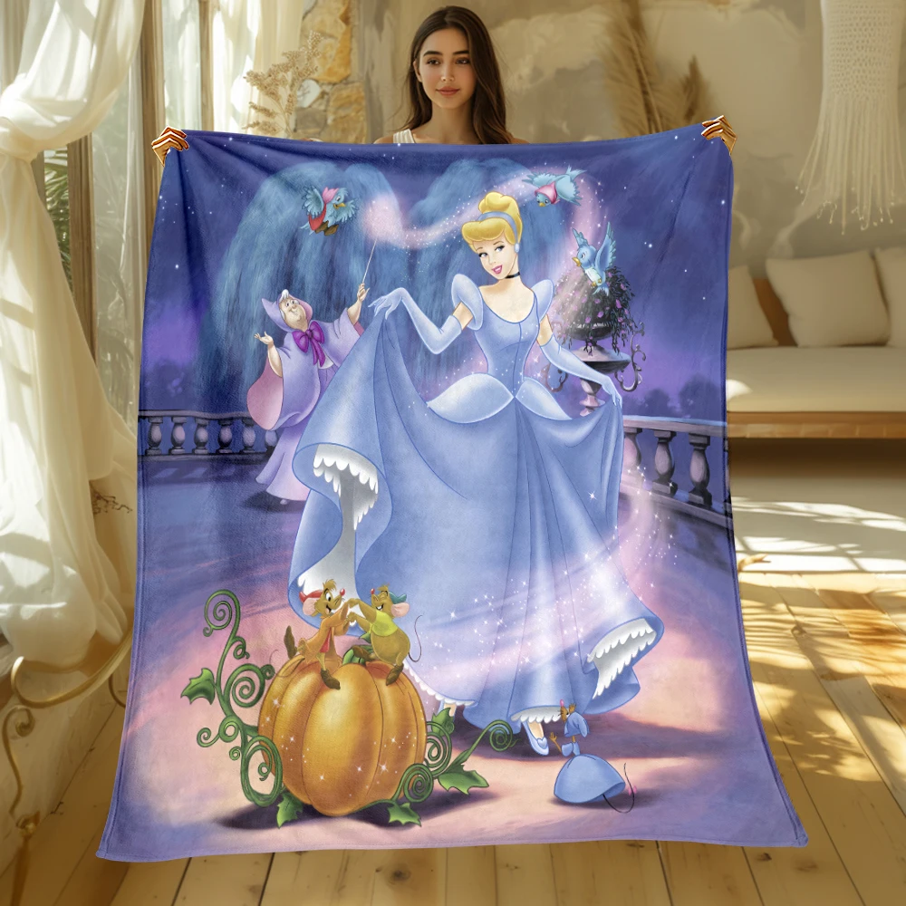 MINISO-Cinderella-Cartoon-Print-Blanket-Oversized-Soft-Warm-Flannel-All ...