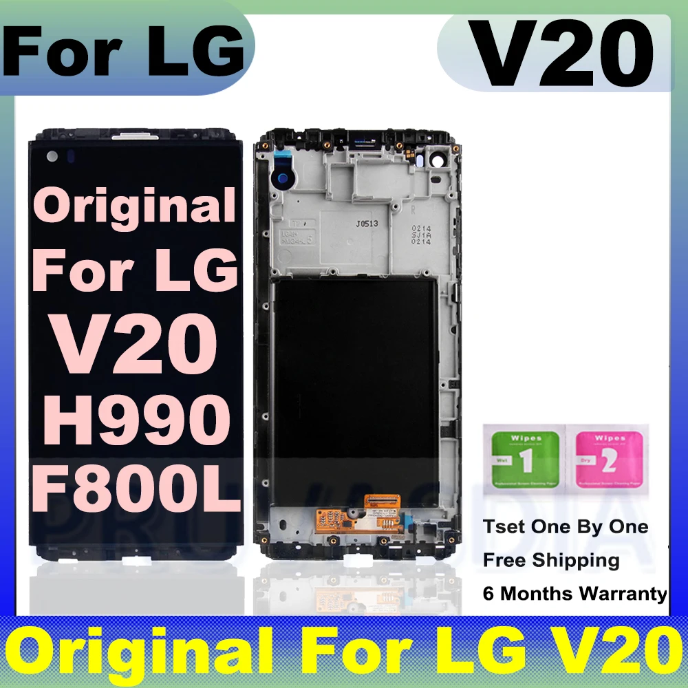LG V20 LCD 디스플레이 오리지널 LCD 터치 스크린 디지타이저 어셈블리 교체, H990 H915 H918 H910 LS997 US996 VS995 F800L ...