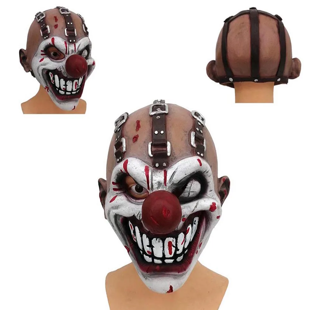 Cosplay One-eyed Joker Killer Headgear Scary Clown Red Nose Funny ...