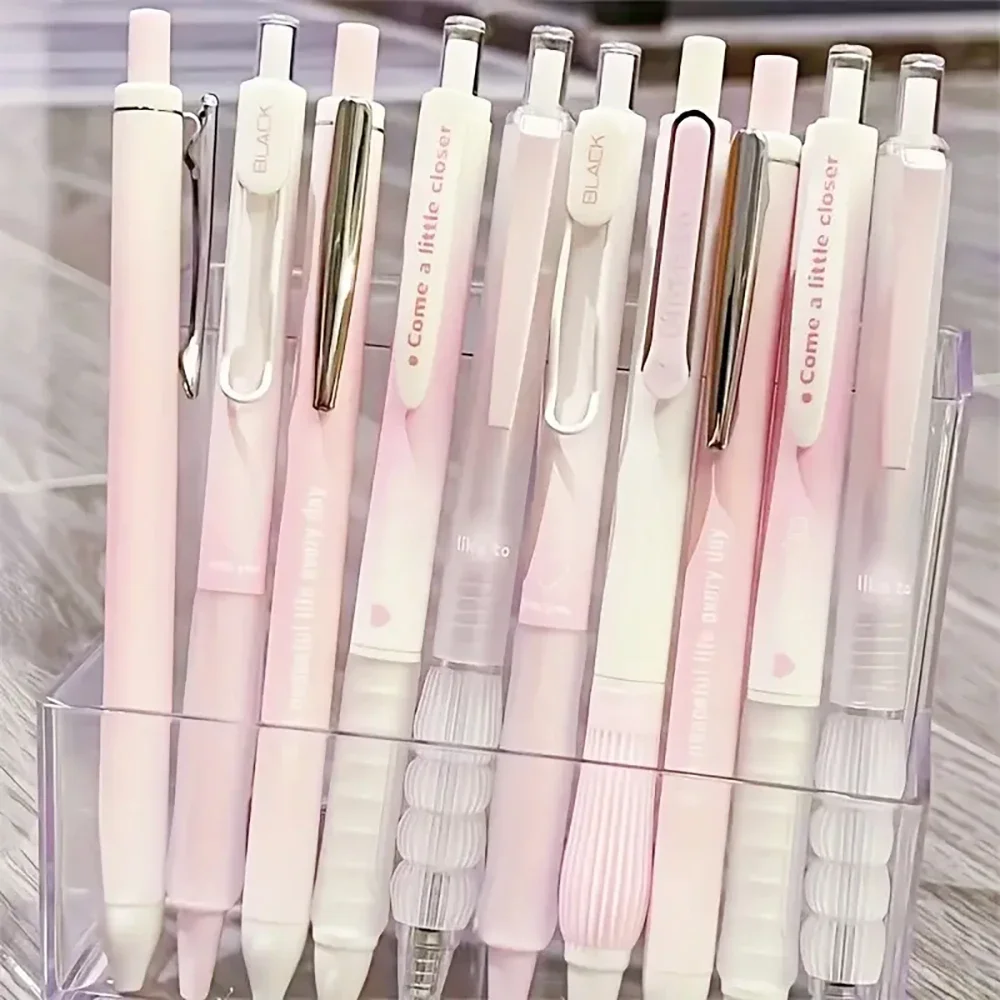 5PCS Chic Pink Blush Retractable Gel Pens, 0.5mm Fine Point Black Ink ...