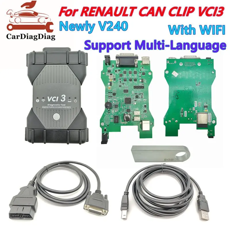 Newest For Renault V240 Can Clip VCI3 With WIFI Car Diagnostic Tool For ...