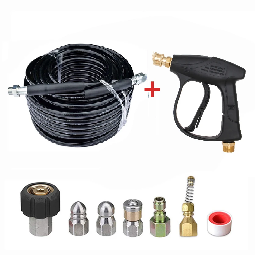 Sewer-Jetter-Kit-15M-Cleaning-Hose-Washer-Gun-1-4-Inch-Quick-Connect ...
