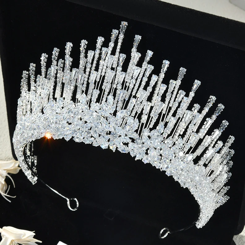 Big Large Zirconia Tiara Crown Birthday Gift Diadem Brides Party Dinner ...