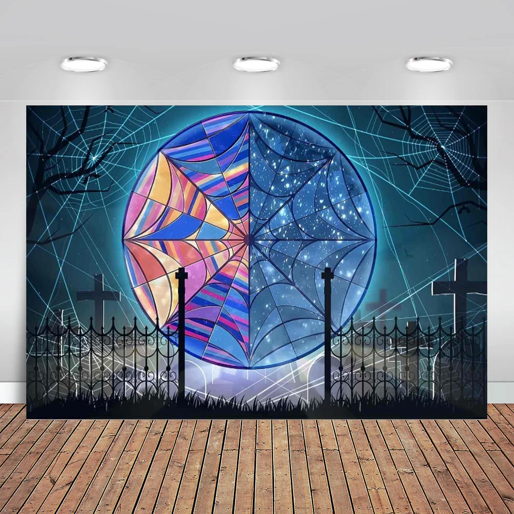 Wednesday-Dormitory-Window-Backdrop-Gothic-Spider-Web-Stained-Glass ...