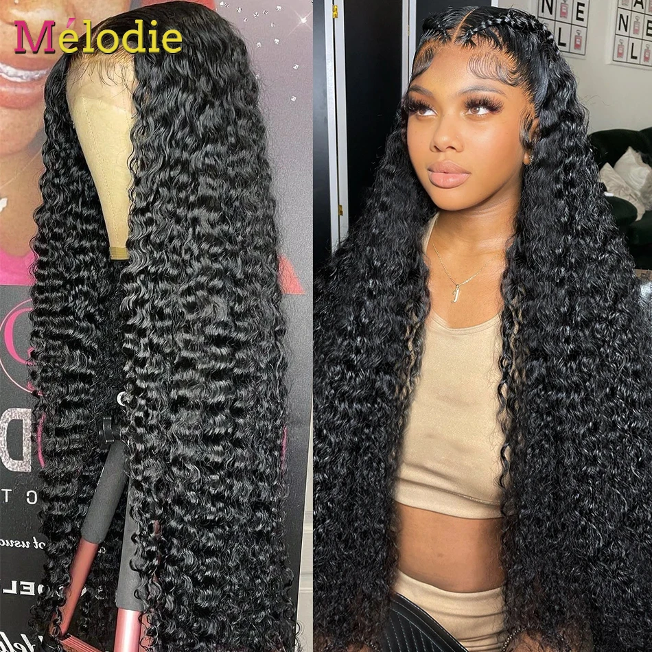 MELODIE 30 Polegada Full Lace Wig Deep Wave Encerramento Peruca Curly ...