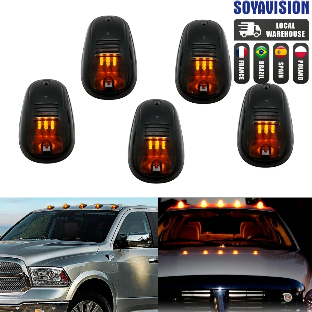 5pcs-Amber-White-LED-Cab-Roof-Top-Marker-Running-Lights-For-Truck-SUV ...