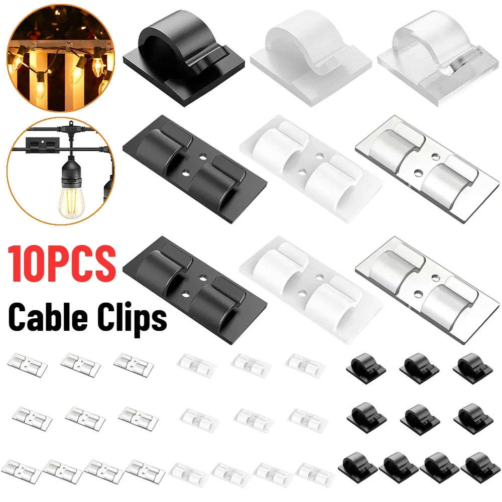 10PCS-Cable-Clips-Organizer-Self-Adhesive-Drop-Wire-Holder-Cord ...