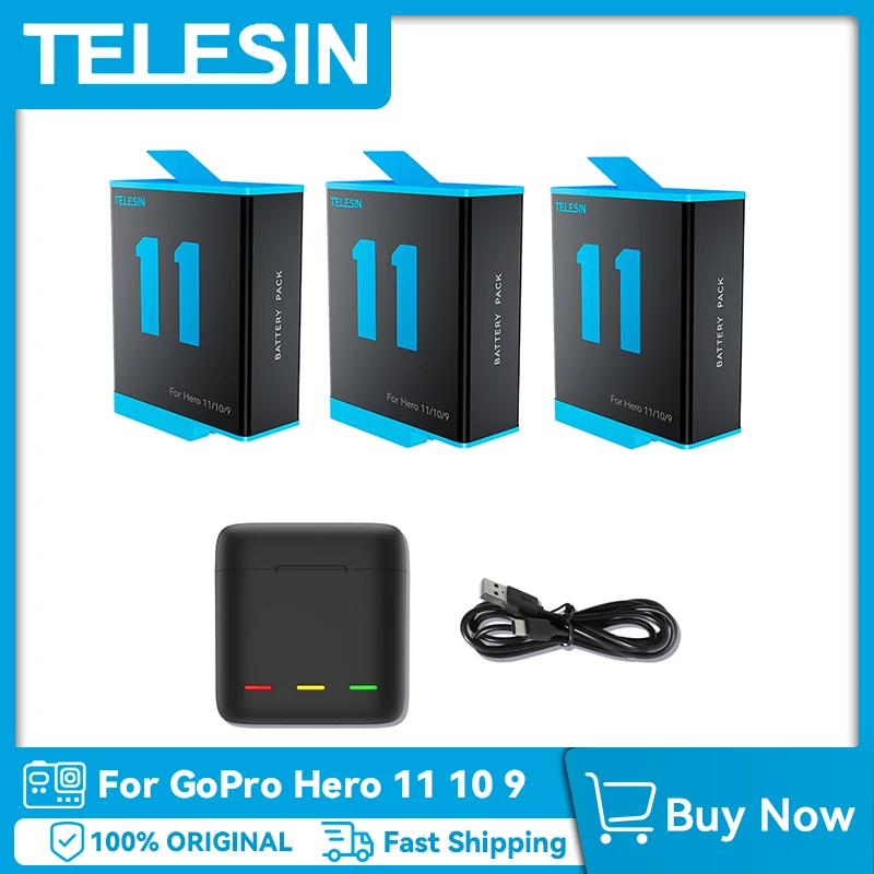 Telesin Hero 11 Battery 1750 Mah Fully Decoded Battery For Gopro Hero ...