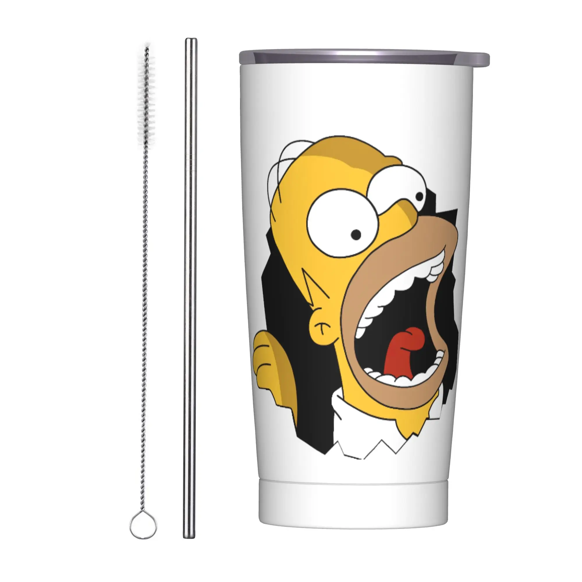 Simpsons Cartoon Tumbler Vacuum Insulated Thermal Cup with Lid Straw ...