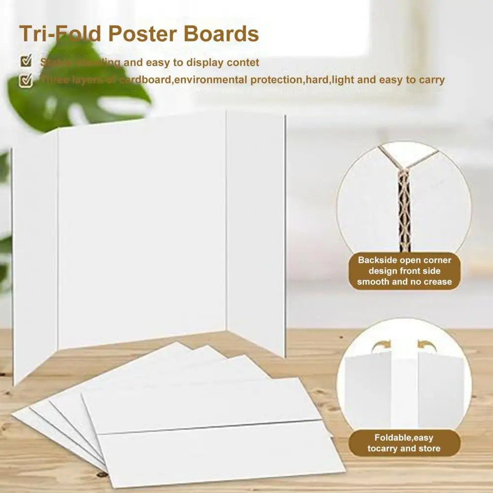 28 X 40 6-Pack Tri-Fold Presentation Boards - 66x43cm White Foldable ...