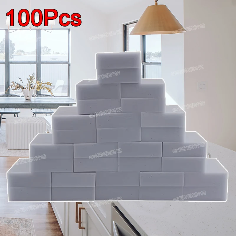 50/100PCS Magic Sponge Eraser Gray Melamine Sponge for Kitchen Bathroom ...