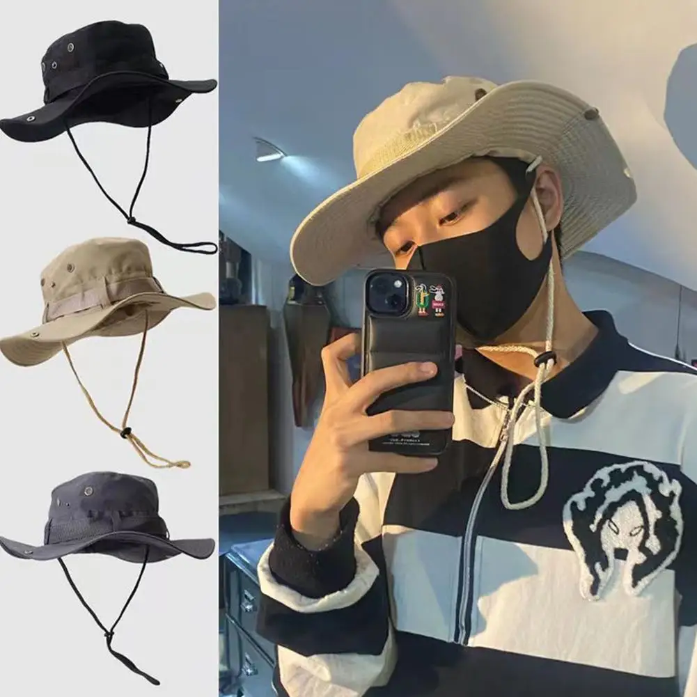 Summer-Men-Bucket-Hat-Outdoor-UV-Protection-Wide-Brim-Panama-Safari ...