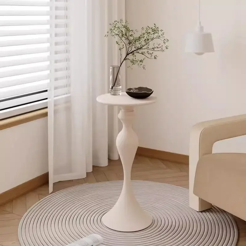 Cream-Sofa-Side-Table-Wrought-Iron-Bedside-Shelf-Round-Table-Living ...