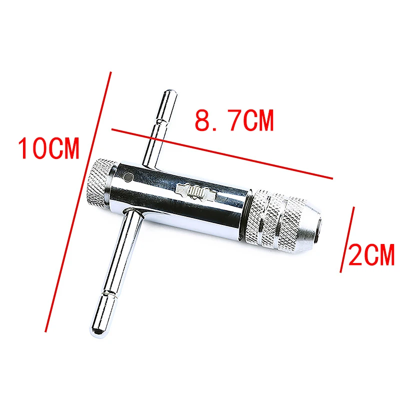 Adjustable Silver T Handle Ratchet Tap Holder Wrench with 5pcs M3 M8 ...