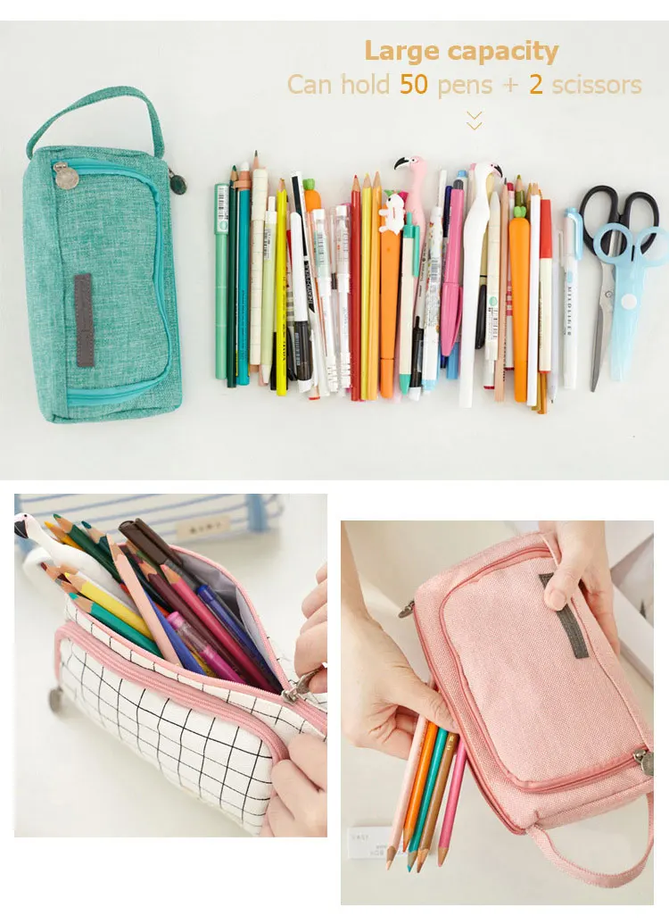 La couleur verte Trousse à crayons de grande capacité pour filles et ...