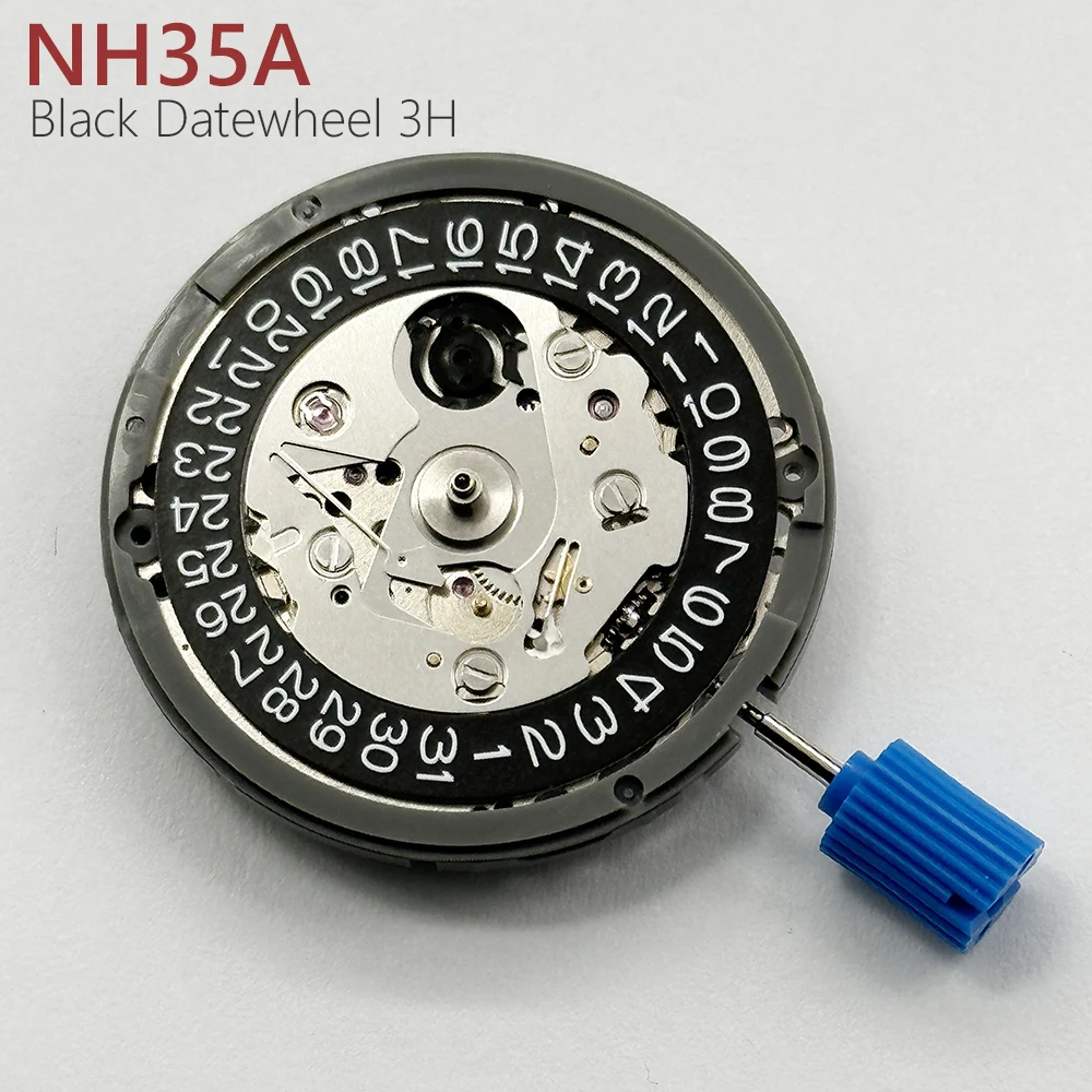Japan-Genuine-NH35-Mechanical-Movement-Black-3H-Date-Automatic-Watch ...