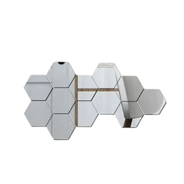 3D Mirror Wall Sticker Hexagon Acrylic Self Adhesive Tile Decals Honey ...