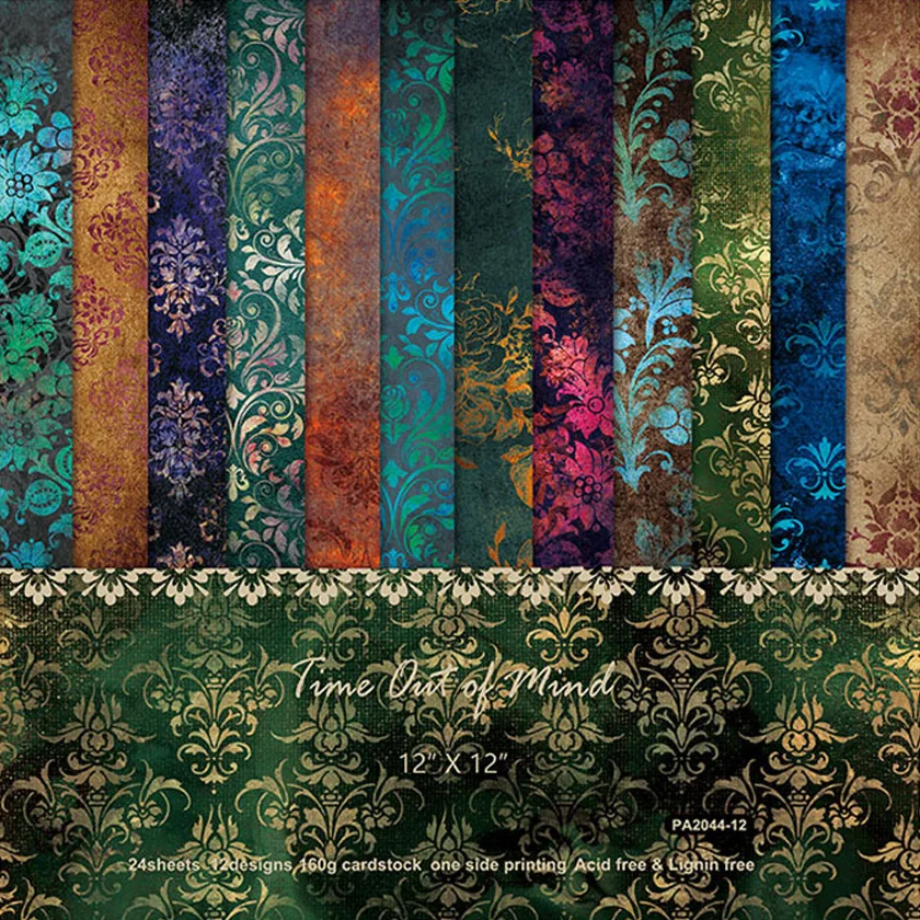 24sheets of 12"x12" Vintage distressed damask heavy cardstock ...
