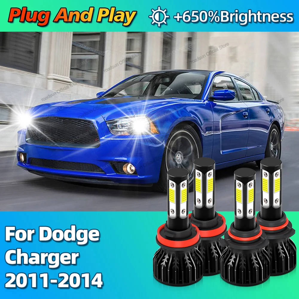 2/4Pcs 6000K Auto LED Lamp 4Side Chip Car Headlight HB3 H11 Canbus ...