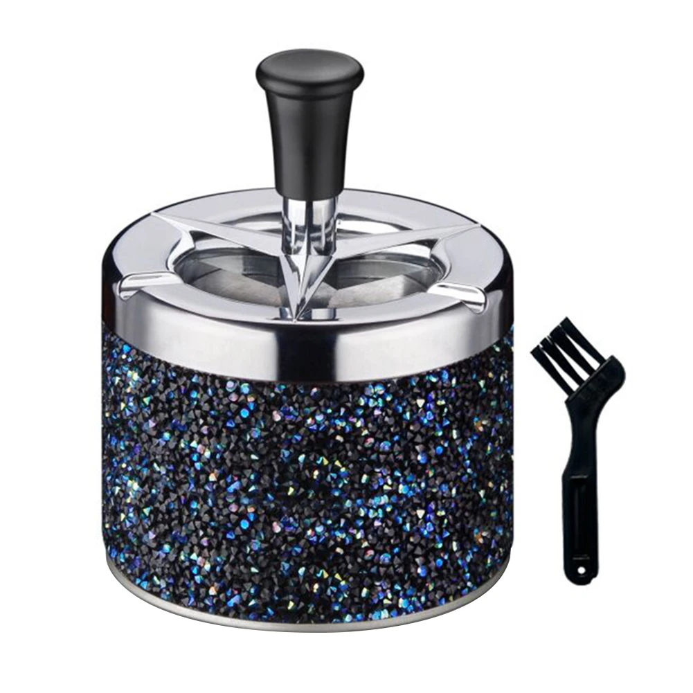Push Down Ashtray Windproof Spinning Ashtray Metal Self-Cleaning ...