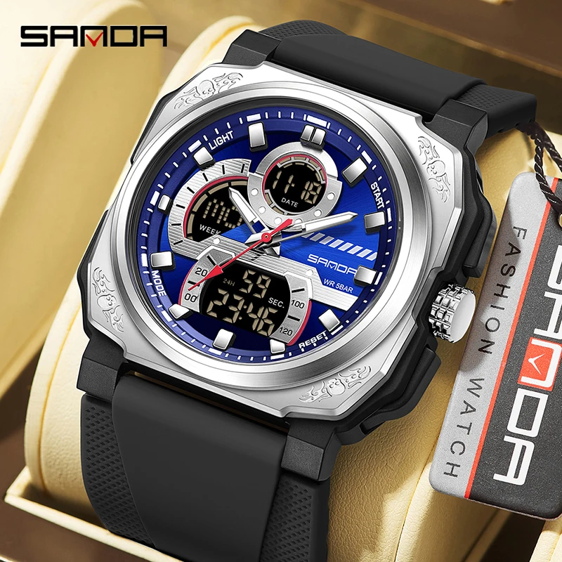 SANDA Novel Punk style watch Digital Sport Watches Waterproof ...