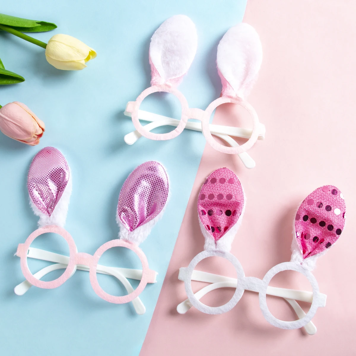 1-2pcs-Pink-Sequin-Rabbit-Ear-Glasses-Frames-Easter-Mask-Prom-Bunny ...