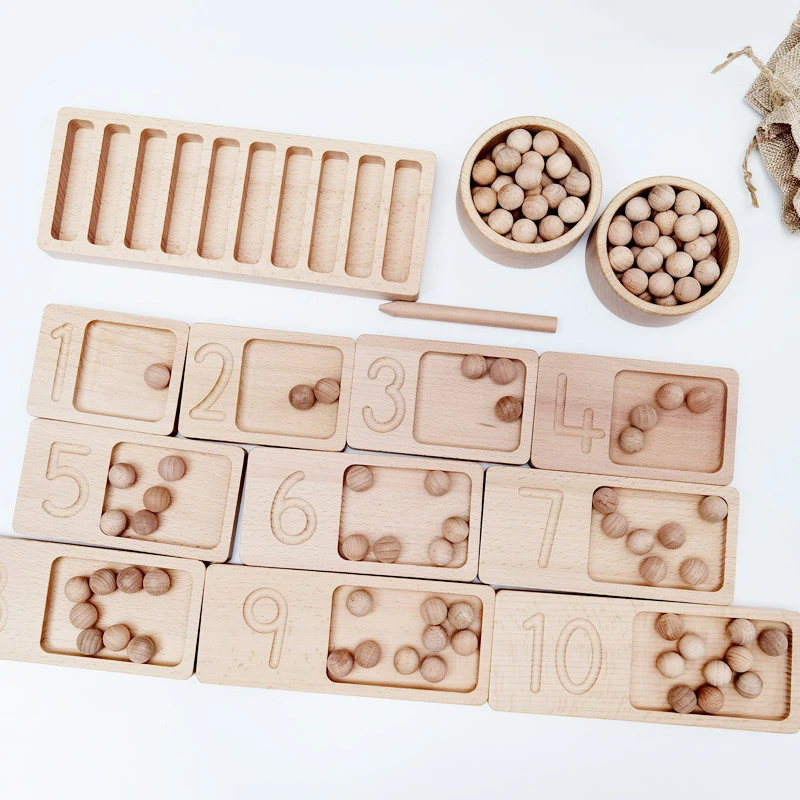 Wooden Montessori Materials Open Ended Learning Toys Number Sorter Tray ...