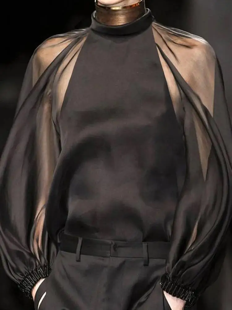 Yeezzi Vrouwelijke Mode Sexy Mesh Doorzichtige Blouses 2023 Nieuwe ...