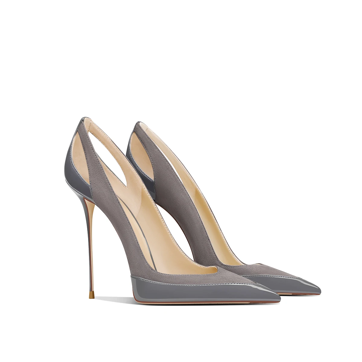 French style gray patent leather patchwork design with a sense of ...