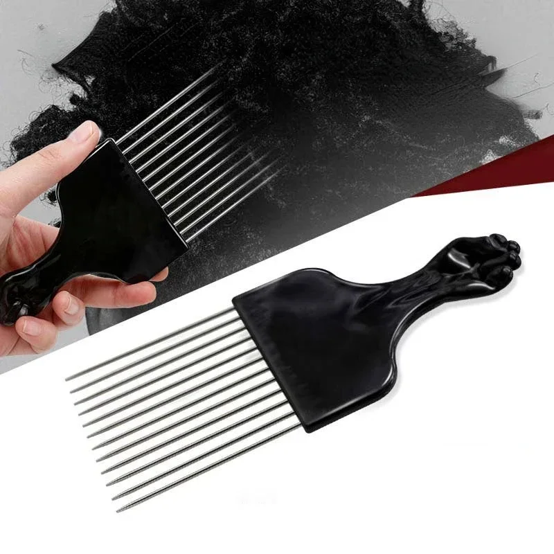 Black-Fist-Afro-Pick-Metal-Wide-Teeth-Hair-Comb-for-Volumizing-Hair ...