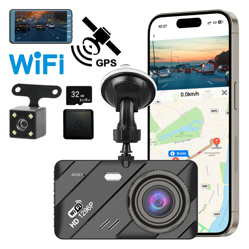HD-frontal-e-traseira-lente-dupla-tac-grafo-GPS-Wi-Fi-ventosa-ligada ...