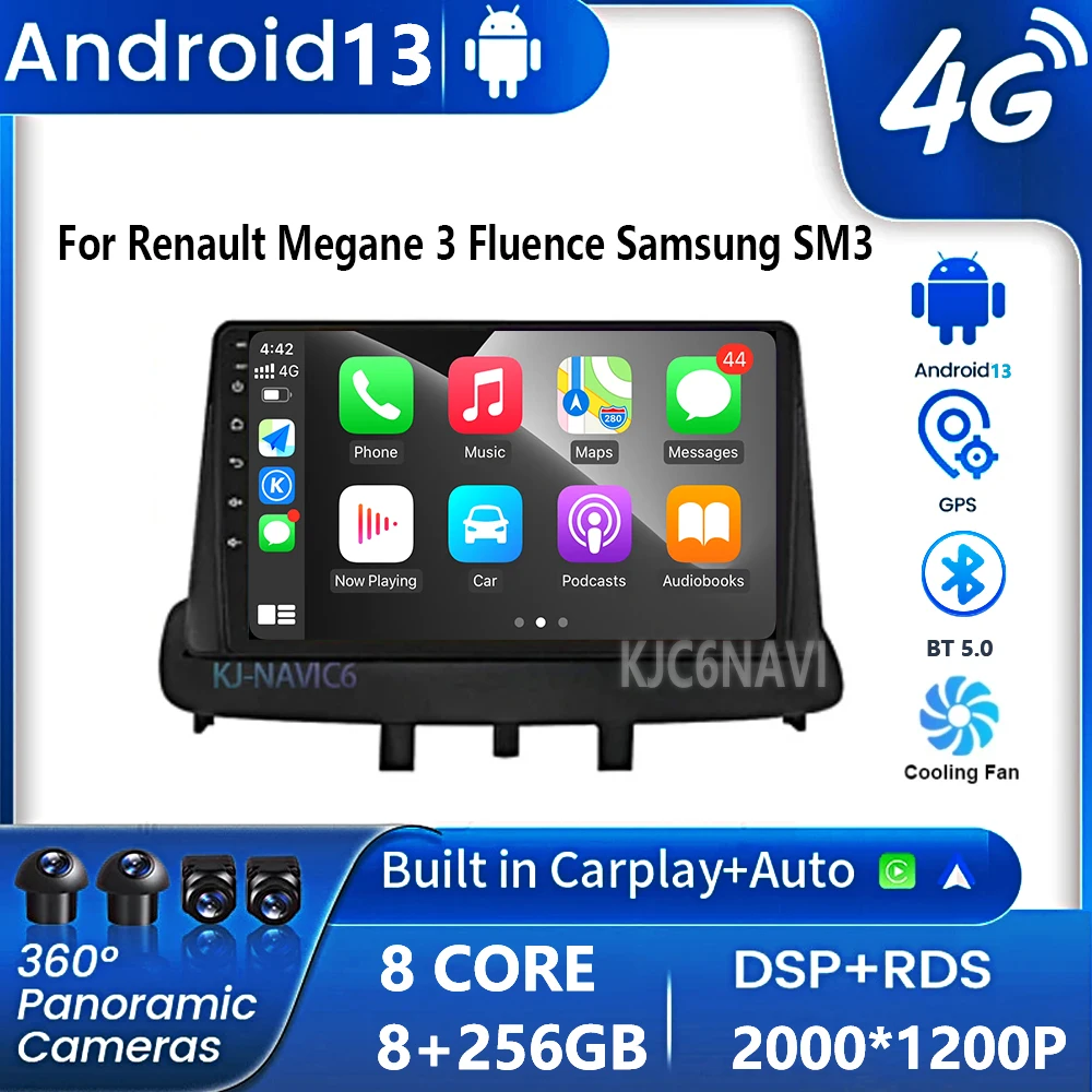 Android 13 For Renault Megane 3 Fluence Samsung SM3 2008 2014 Multimedia Player DSP CarPlay GPS ...