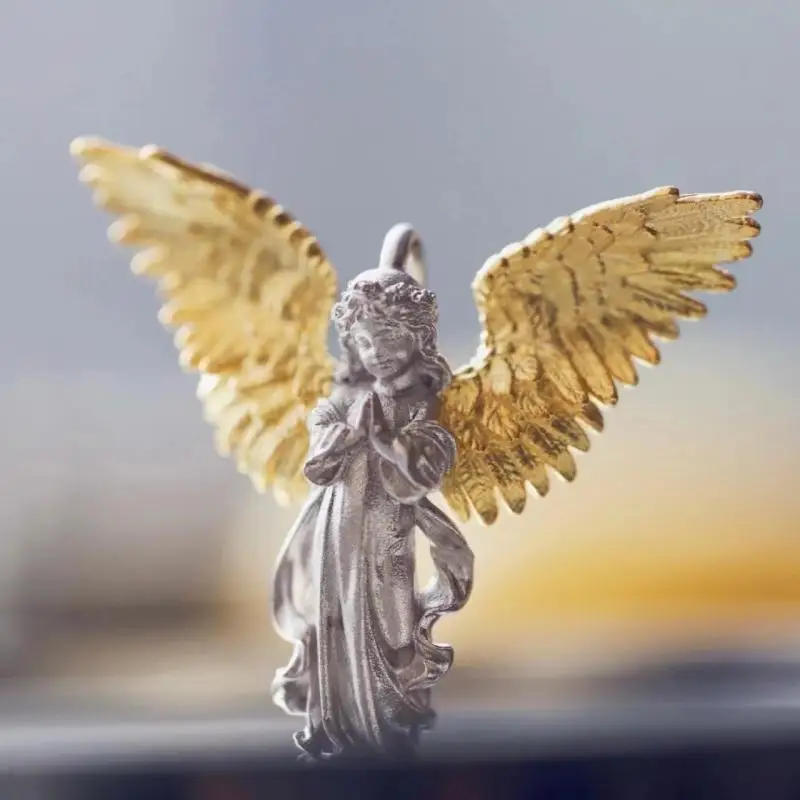 Creative Angel Pendant Little Boys Angel Gold Color Wings Prayer ...
