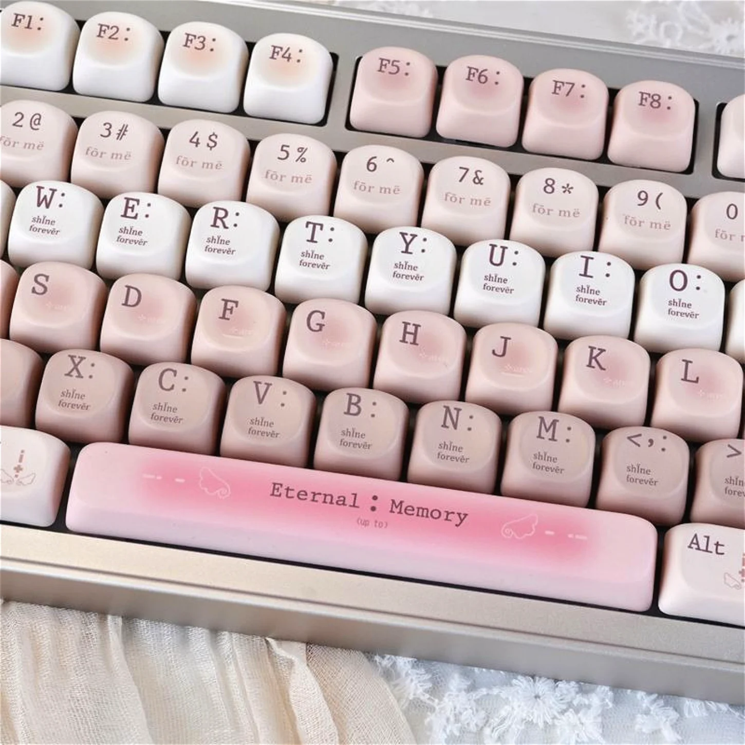 Slightly Tipsy Theme, Girl Pink MOA Keycap PBT 130 Keys, Customized for ...