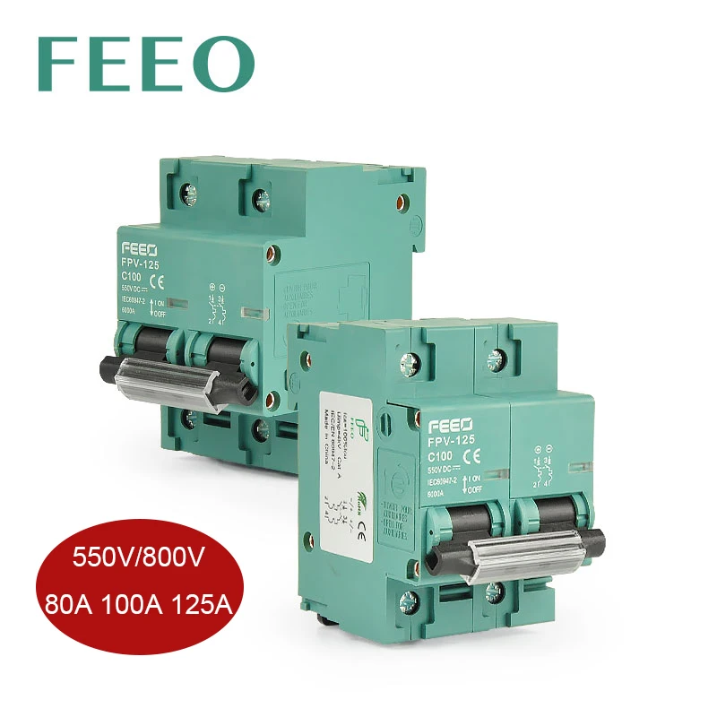 FEEO 2P DC 550V/800V Solar Energy Photovoltaic Mini Circuit Breaker 80A ...