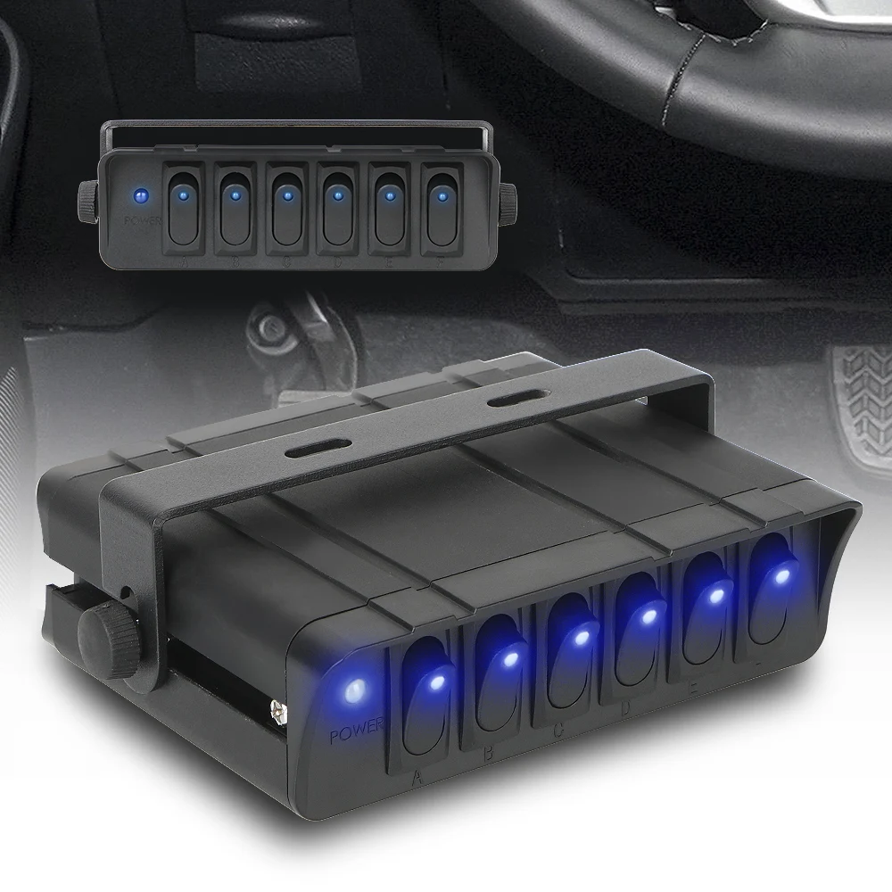6-Gang-Toggle-Controller-Panel-12V-Switch-Box-Rocker-Aluminum-For-Truck ...