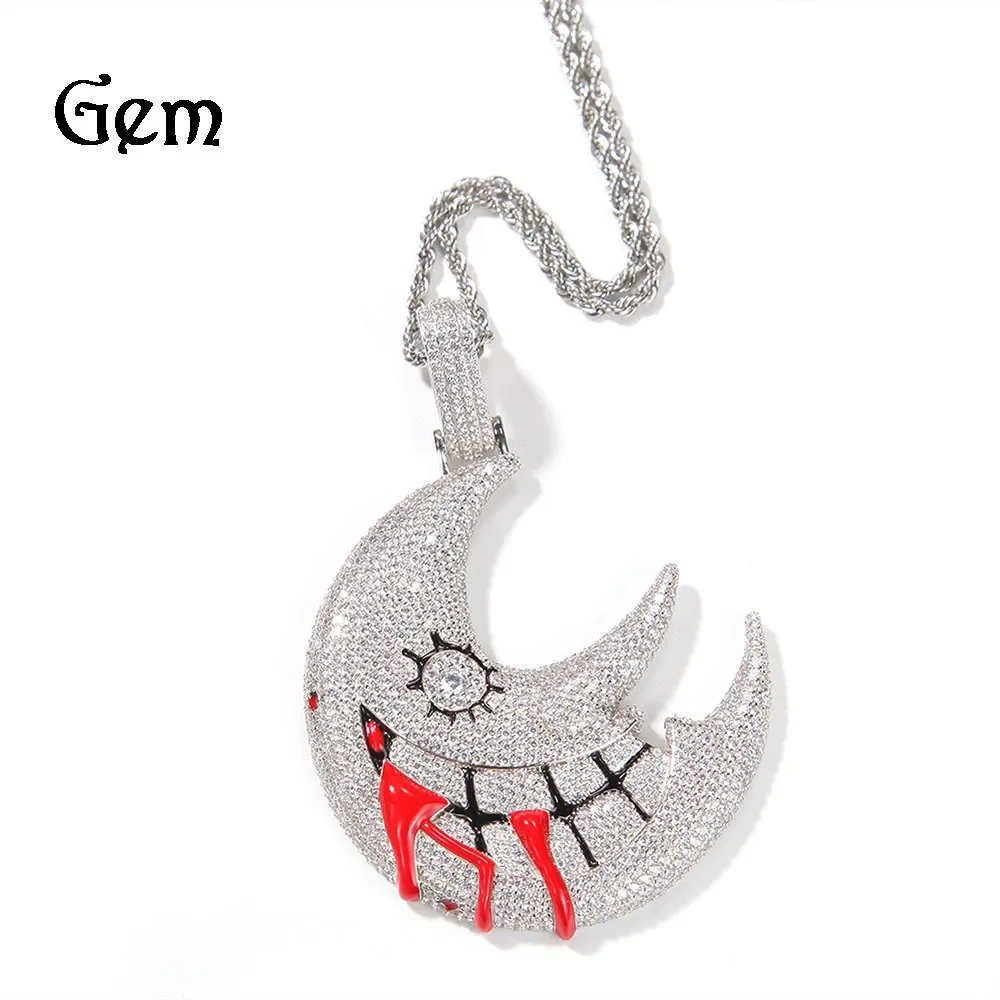 Overly-Glittery-Moon-Hoop-Earrings-Trippie-Redd-Ins-Style-Pendant ...