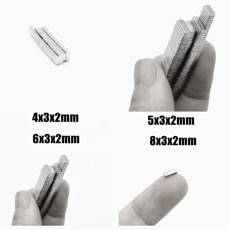 10 50 100PCS Magnet 4x3x2 5x3x2 6x3x2 8x3x2 mm N35 Square Rare Earth Powerful Neodymium Magnetic ...
