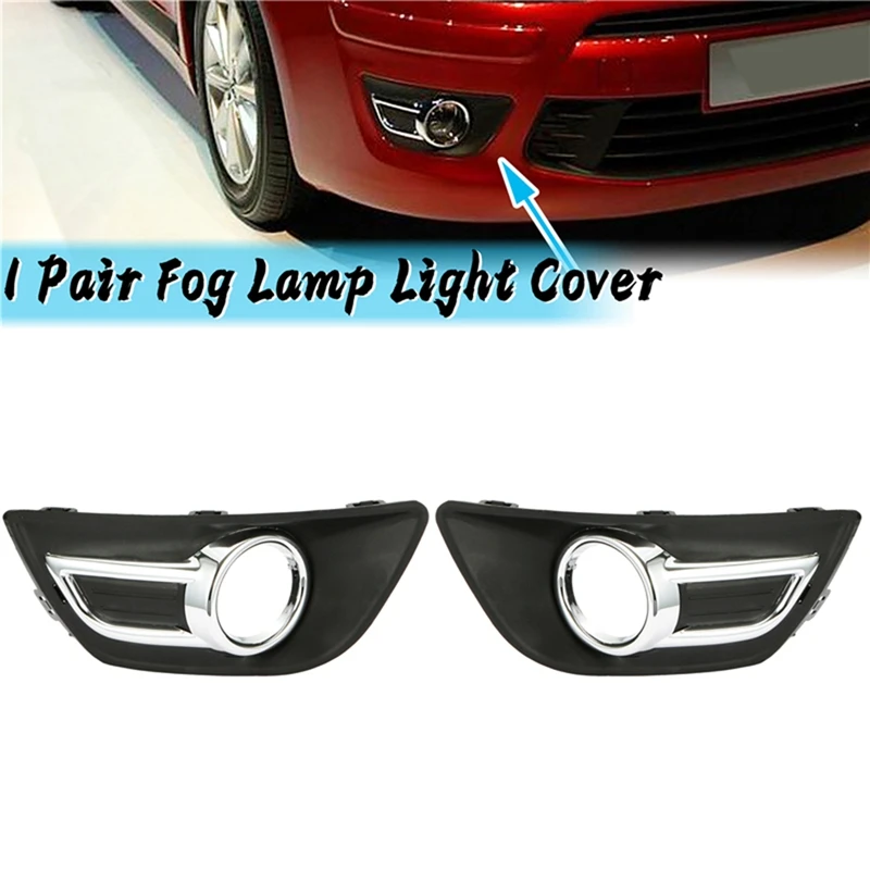 1-Pair-Chrome-Front-Bumper-Fog-Lamp-Light-Cover-Front-Fog-Lamp-Frame ...