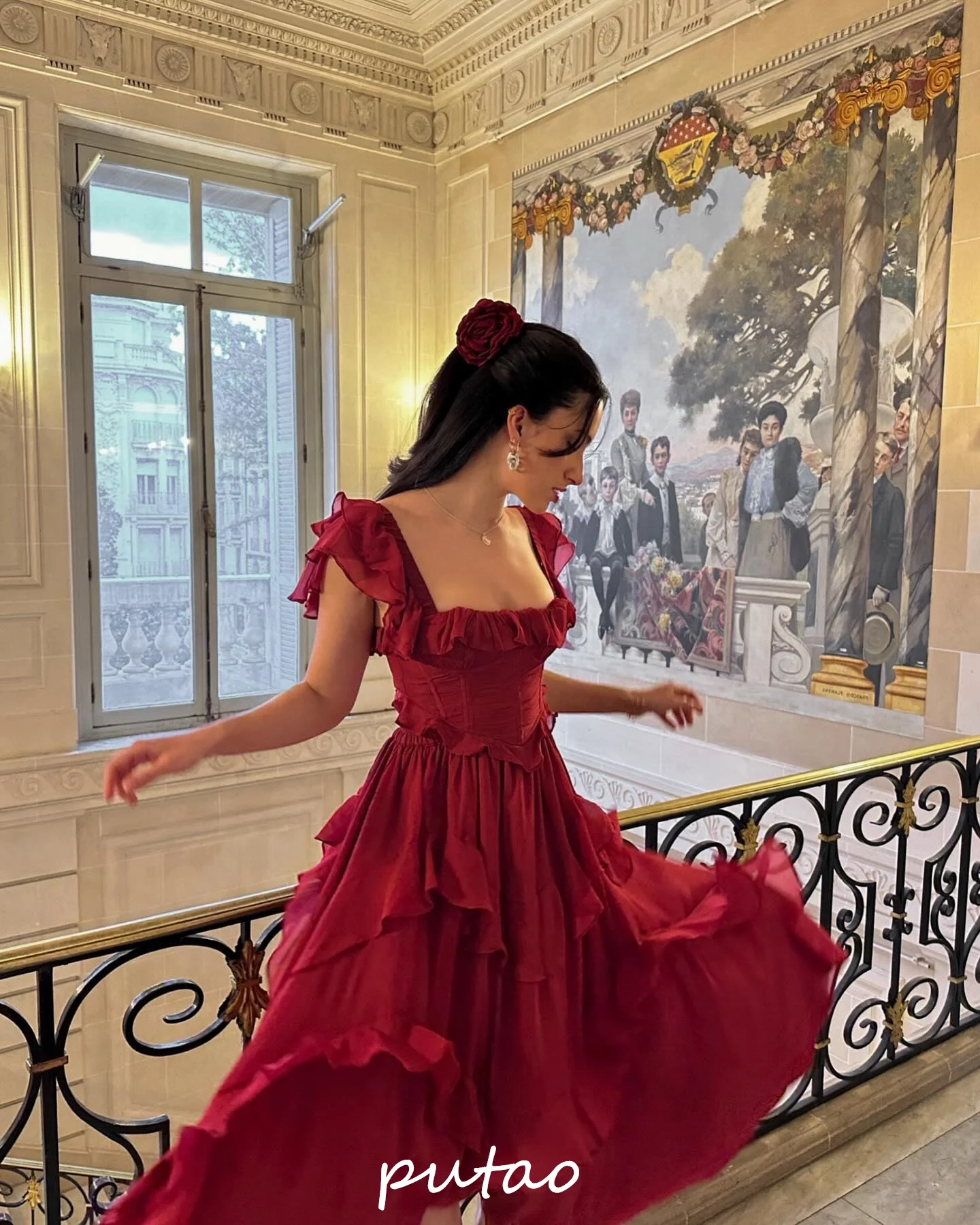 PuTao-Wine-Red-Prom-Dress-Chiffon-Ruffled-Evening-Dresses-Women-Elegant ...