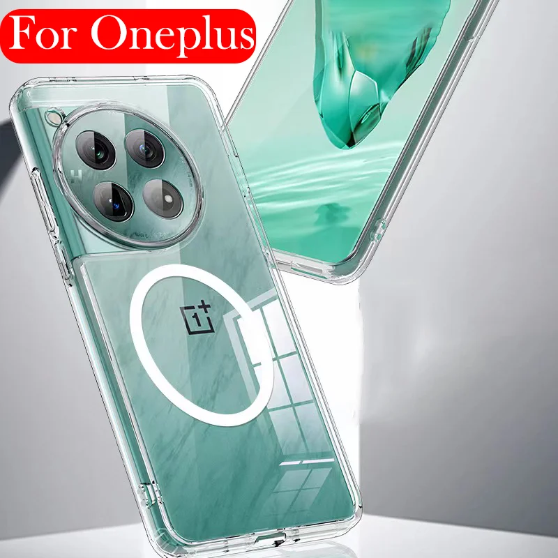 Magnetic-Case-For-Oneplus-12-Wireless-Charging-Hard-Back-Cover-For ...
