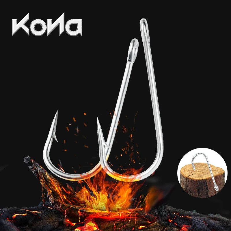 KONA-100PCS-Box-High-Carbon-Steel-Sea-Fishing-Hooks-2335-Round-Big ...
